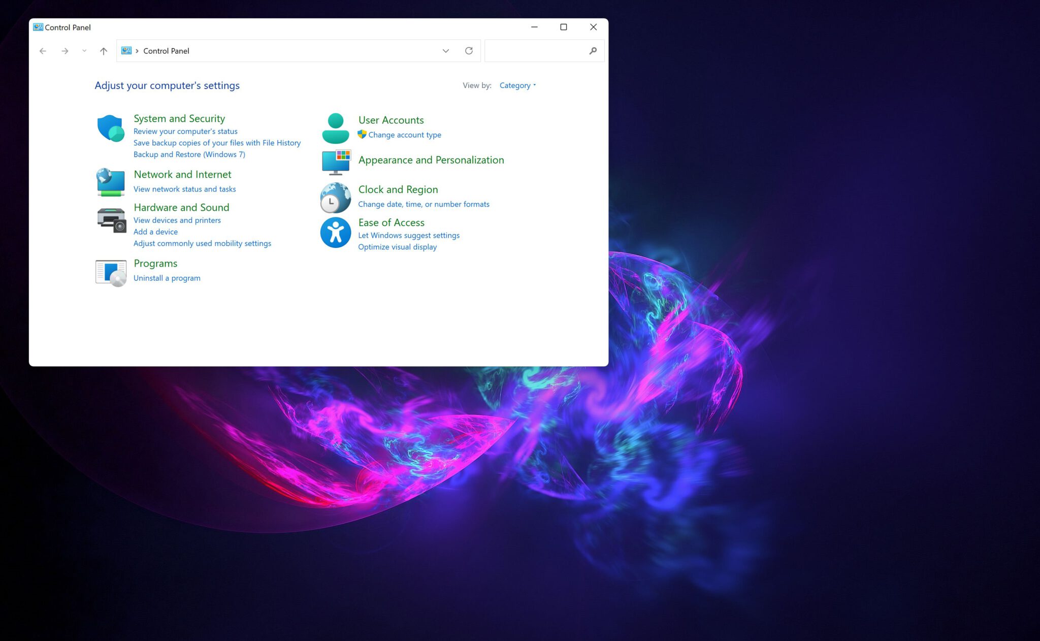 Still There The Classic Control Panel Also Available In Windows 11