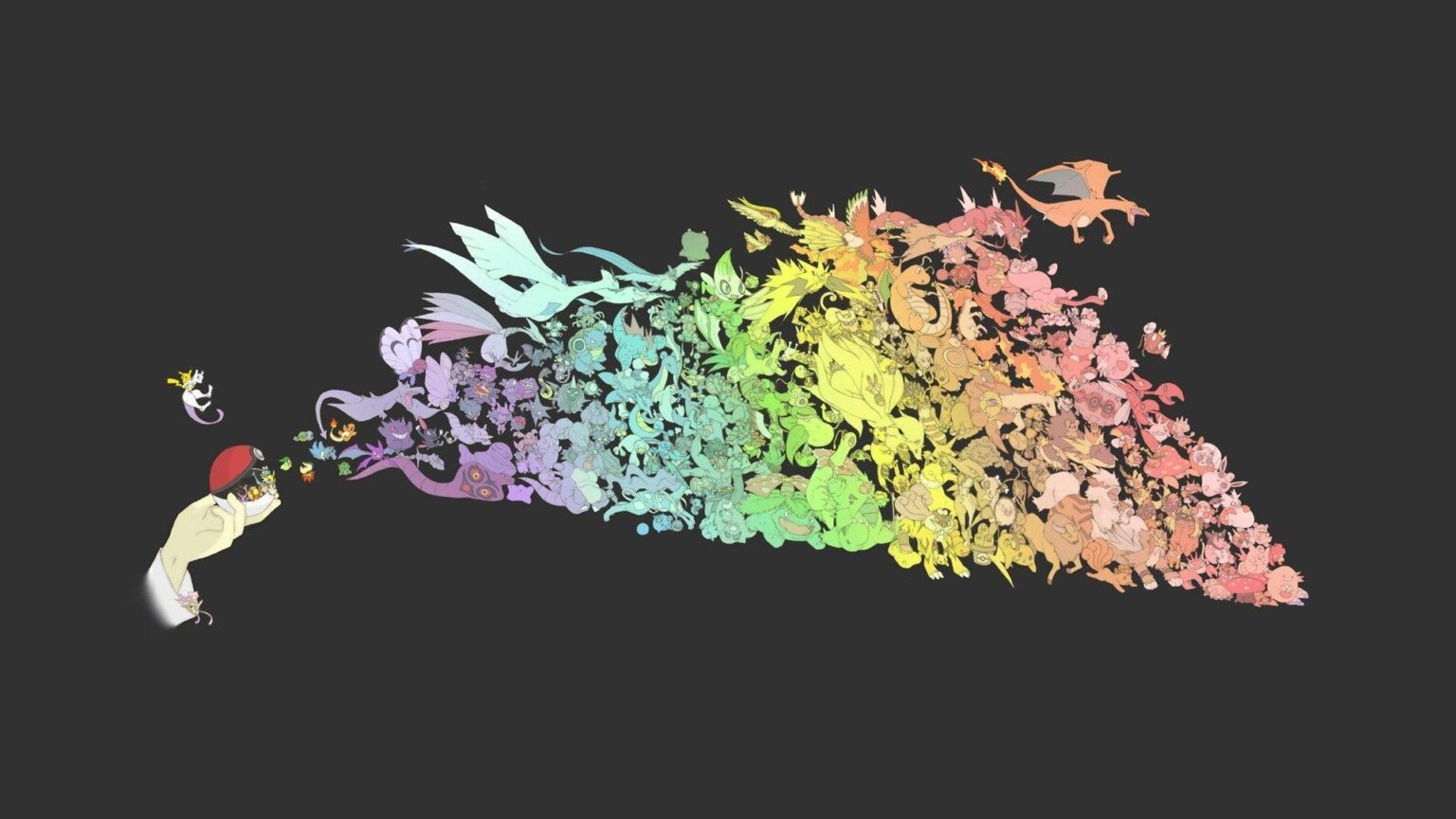 Pokemon ash catching colorful design wallpaper Image | Pokemon Theme for PC